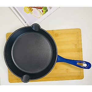 HAWOK Cast Iron Enameled Skillet DIA.10 inch Fry Pan Blue………