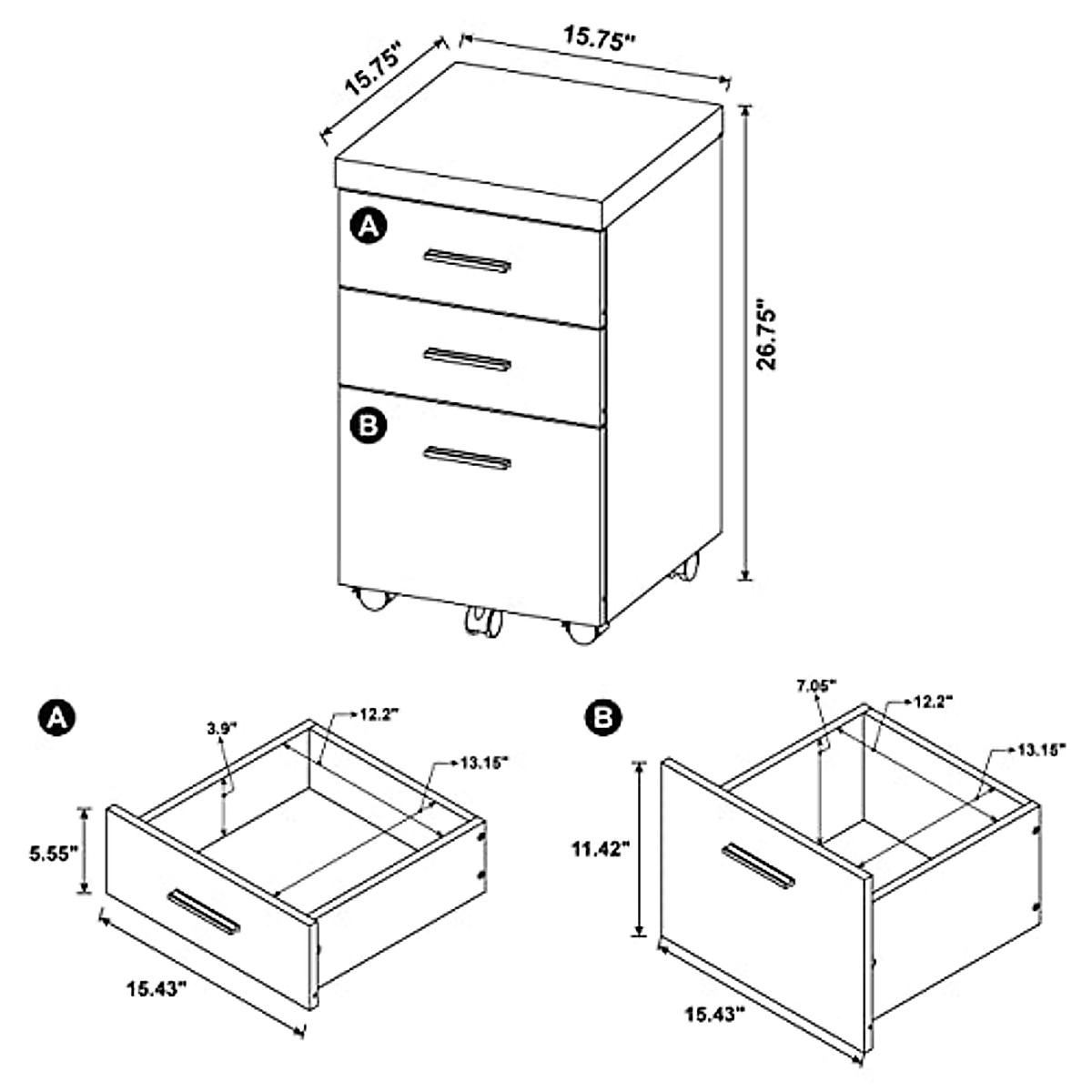 Coaster Home Furnishings Skylar 3-Drawer Mobile Storage Cabinet Cappuccino