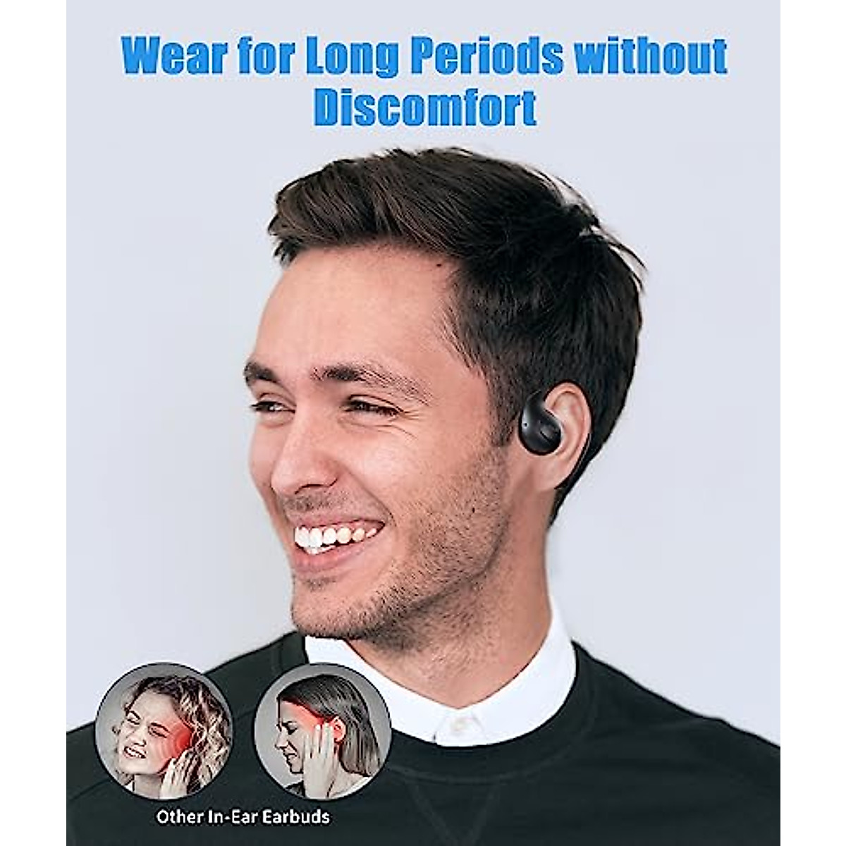 Ortizan Open Ear Headphones-Wireless Earbuds with Earhooks Bluetooth 5.3 and IP67 Sweatproof- Air Conduction Headphones with Dual 16mm Dynamic Drivers HiFi Stereo Sound for Sports(I9,Black)