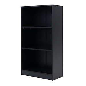 Sunon 3 Shelf Wood Bookcase Freestanding Display Shelf Adjustable Layers Bookshelf for Home Office Library Small Narrow Space (Black, 3-Layers)