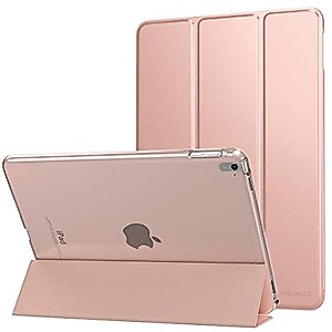 MoKo Case Fit Apple iPad Pro 9.7 Inch 2016 Release Tablet ONLY(A1673/A1674/A1675) - Slim Lightweight Smart Shell Stand Cover with Translucent Frosted Back Protector, Rose Gold (with Auto Wake/Sleep)