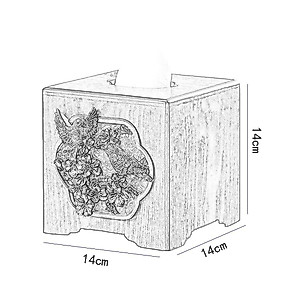 Retro Creative Simple Square Flower and Bird Carving Wooden Tissue Box Home Car Essentials Hotel Roller (Color : Brown)