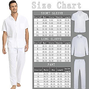 YAOGRO Men's Linen Sets Outfits: 3 Piece Beach Button Down Shirts Casual Loose Pants Short Sleeve Walking Suits