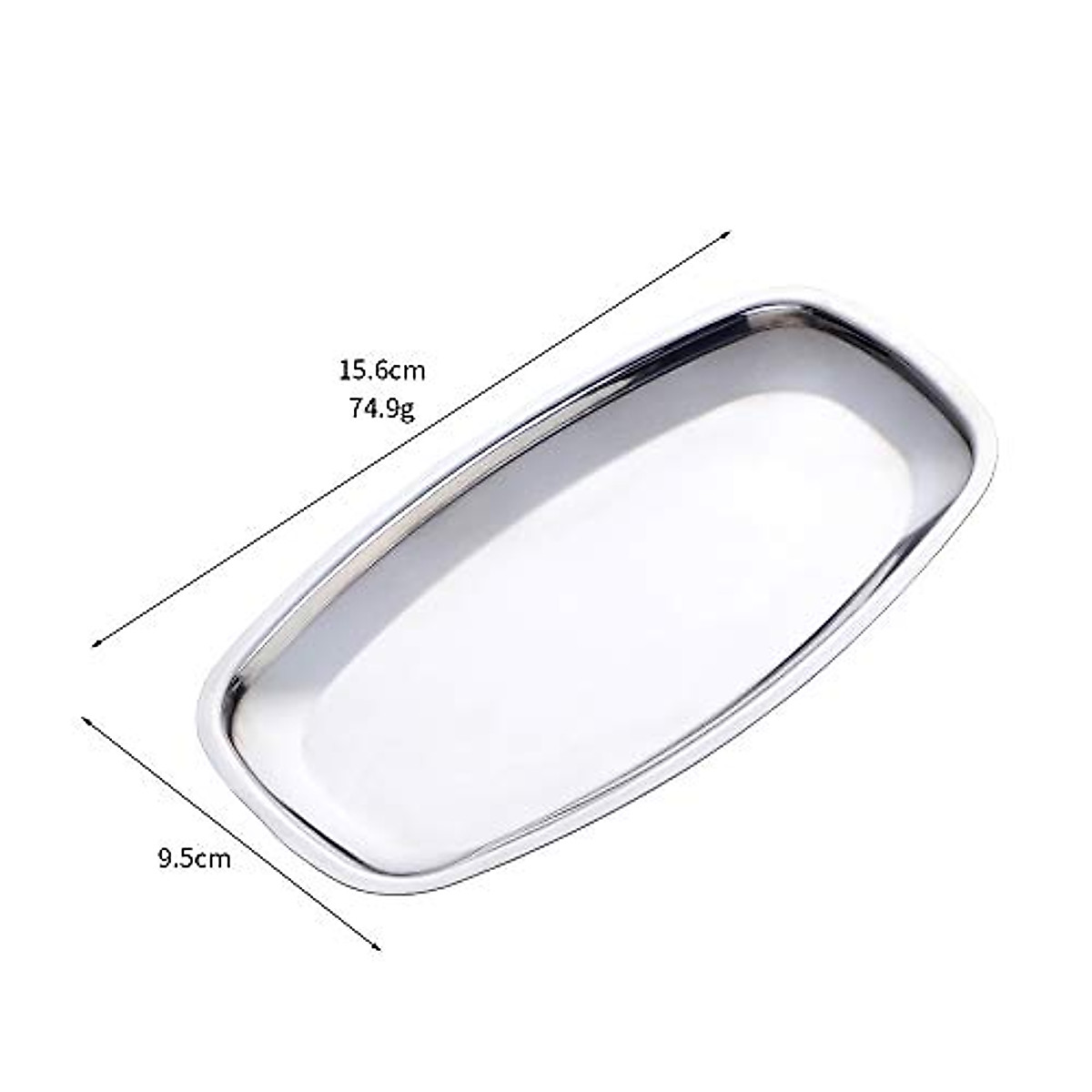 Buyer star Silver 2PCS 6.14inch Stainless Steel Square Tray Fruit Trays Storage Tray Dish Plate Cosmetics Jewelry Decorative Organizer