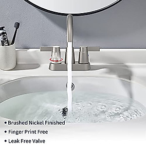 Bathroom Faucet Brushed Nickel 2-Handle Bathroom Sink Faucet 360 Degree High Arc Swivel Spout Centerset 4 Inch Vanity Faucet RV Bathroom Faucet 3 Holes Lavatory Faucet