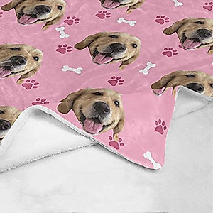 InterestPrint Personalized Dog Lover Gift Blanket with Pet Photo Picture, Customizable Blanket for Family Pets Gifts for Kid Women Souvenirs