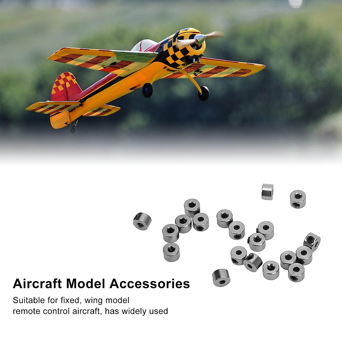 Dilwe Shaft Collar, Landing Gear Stopper Set Wheel Collar Ring, Stainless Steel 2.1mm Landing Gear Stopper Set Wheel Collar RC Airplane Accessory