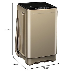 Kazigak Portable Washing Machine, 13.3lbs Automatic Laundry Machine with 10 Programs, LED Display, High-efficiency Compact Washer for Apartment, Home, Dorms, Rv, Gold