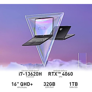 MSI 2023 Creator M16 Gaming Laptop, 16" QHD+ Display, Intel Core i7-13620H, NVIDIA GeForce RTX 4060, 64GB DDR5 RAM, 2TB SSD, Wi-Fi 6, 180-Degree Lay-Flat, USB 3.2 Type C, HDMI, Windows 11 Home