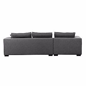 FANYHOME 111'' Tufted Fabric 3-Seat L-Shape Sectional Sofa Couch Set w/Chaise Lounge, Ottoman Coffee Table Bench for Living, Family & Game Rooms (Dark Grey), Light Gre