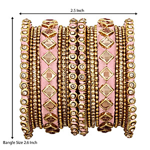 Aheli Matching Floral Kundan Silk Thread Chuda Chura Bangle Set Indian Traditional Bridal Fashion Jewelry for Women Girls Size