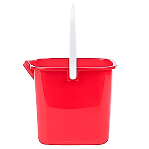 Restaurantware Clean 3 Quart Cleaning Bucket, 1 Detergent Square Bucket - With Measurements, Built-In Spout & Handle, Red Plastic Utility Bucket, For Home Or Commercial Use