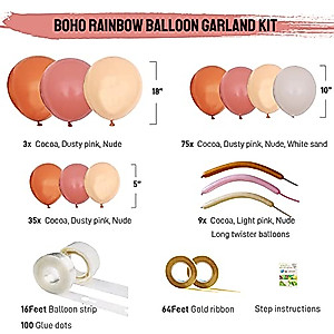 Boho Balloon Garland Blush Nude Dusty Pink Brown White Sand Long Twisting Balloons Arch Kit for Baby Shower Rainbow Birthday Party Decorations