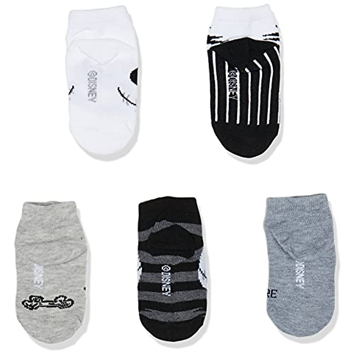 Disney unisex baby Disney Nightmare Before Christmas 5 Pack Shorty Socks, Black White Multi, 2-4T US