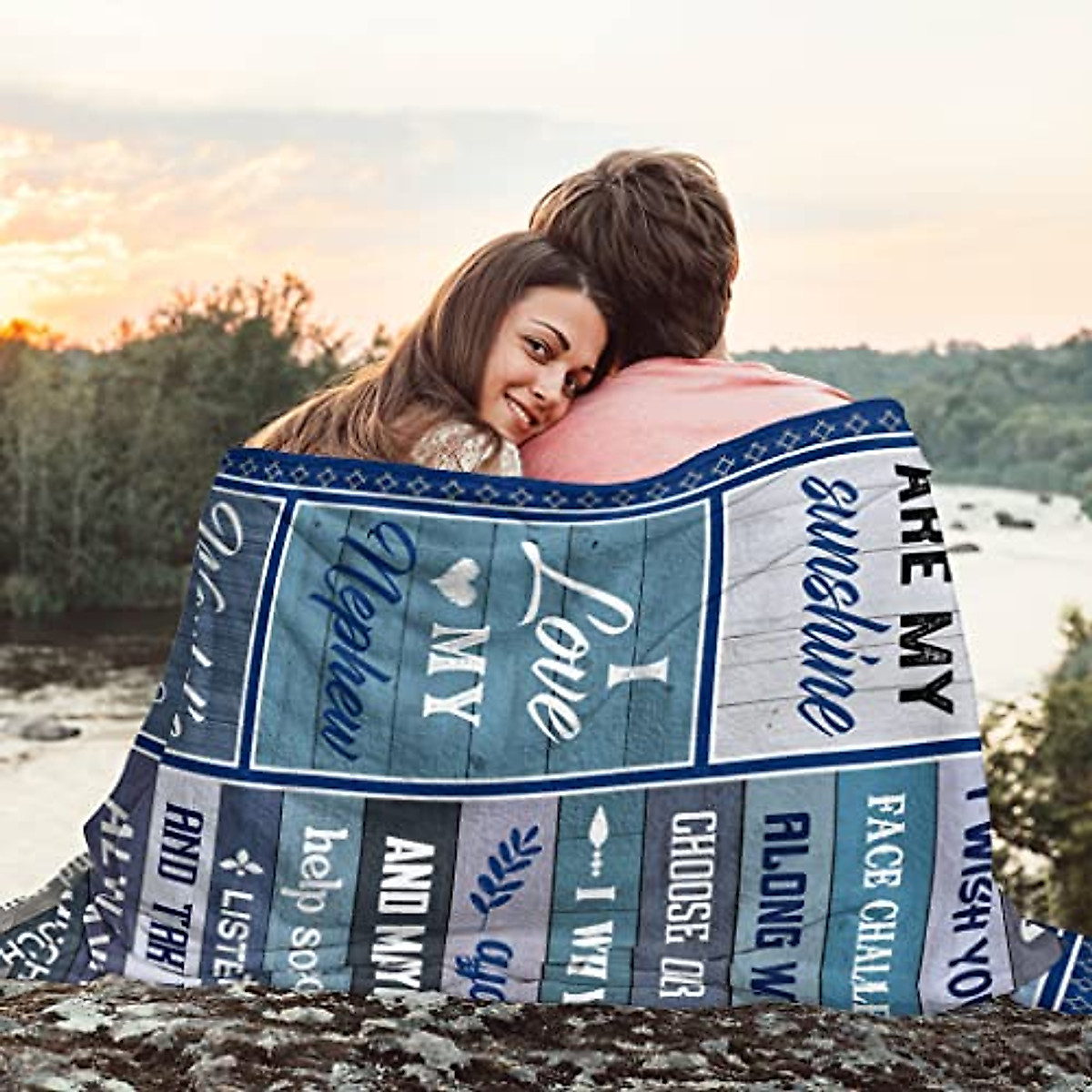 Sqovulw Nephew Gifts from Auntie Uncle Gifts for Nephew Gifts for Fathers Day Blanket Birthday Graduation Gift 2023 for Him to My Nephew Throw Blanket 60X50 Inch