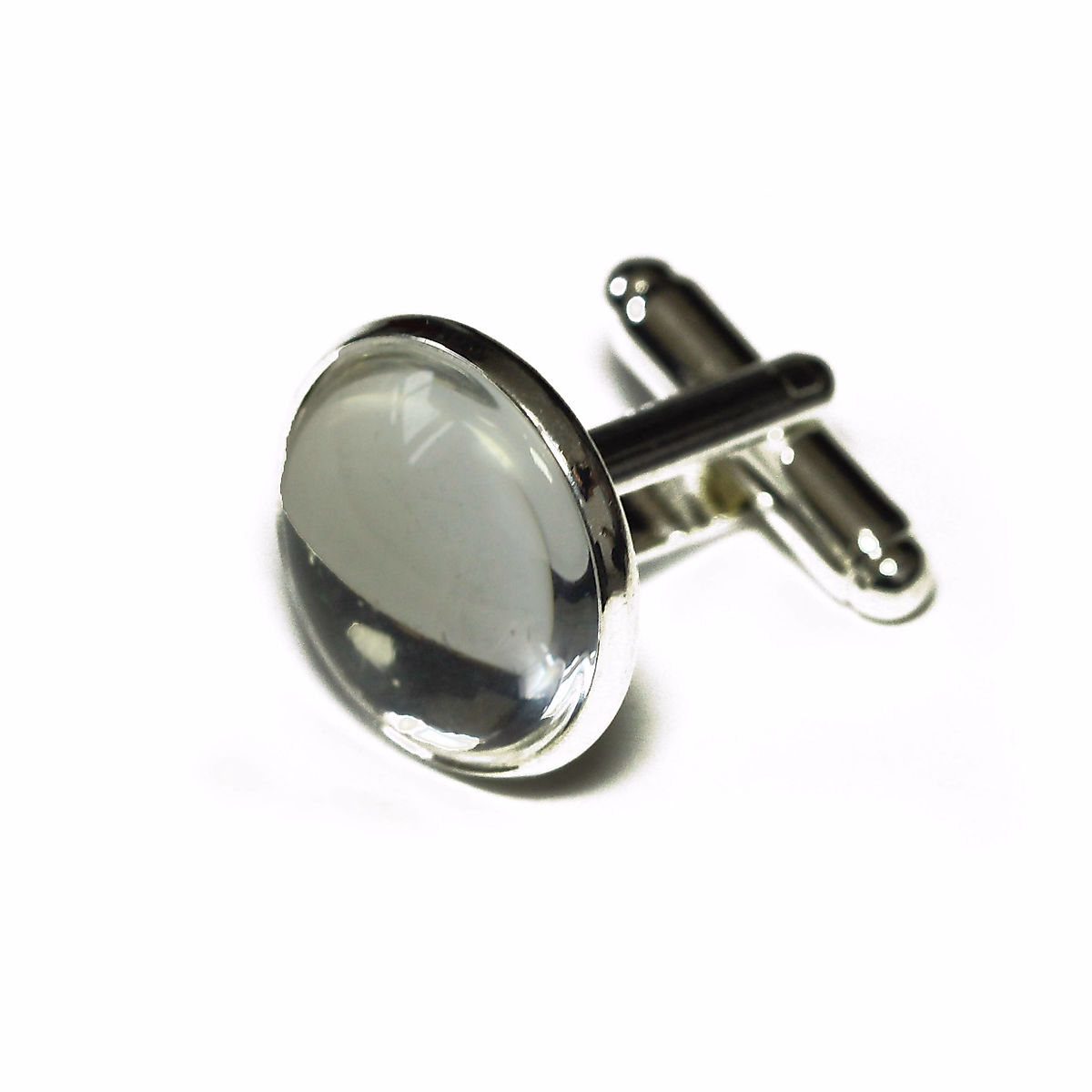 ALL in ONE Cufflinks Cuff Links Button Cabochon Blank Trays Frame with Clear Glass Dome (Silver 16mm - 10 Sets)