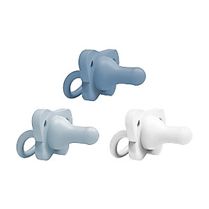 Dr. Brown's HappyPaci 100% Silicone Pacifier 0-6m, BPA Free, White, Blue, Light Blue, 3 Pack