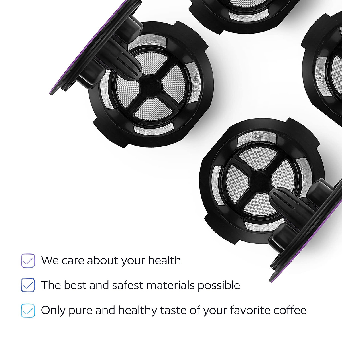 4 Universal Fit Reusable K Cups for Keurig Coffee Makers - Universal Compatible Refillable Kcups Coffee Filters for all Keurig Brewers Family