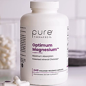 Optimum Magnesium - 240 Delayed Release Veg Caps | 250mg Elemental TRAACS Magnesium Lysyl Glycinate Chelate & Albion DiMagnesium Malate | Formulated for Enhanced Absorption | Non GMO | Lab Tested