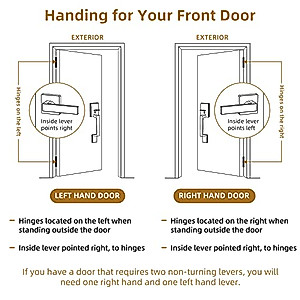 Front Door Handle Set, Exterior Door Handle Single Cylinder Lower Half Door Lock Lever Reversible, Entry Door Handleset for Left and Right Handed Interior, Oil Rubbed Bronze Finish Handlesets Knob