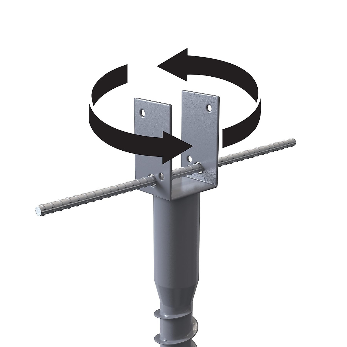 Mayne No Dig Ground Anchor - 3.75in x 2.88in x 26.75in - Includes Lag Bolts (5) & 20″ Rebar (1) - Galvanized Steel (580D)