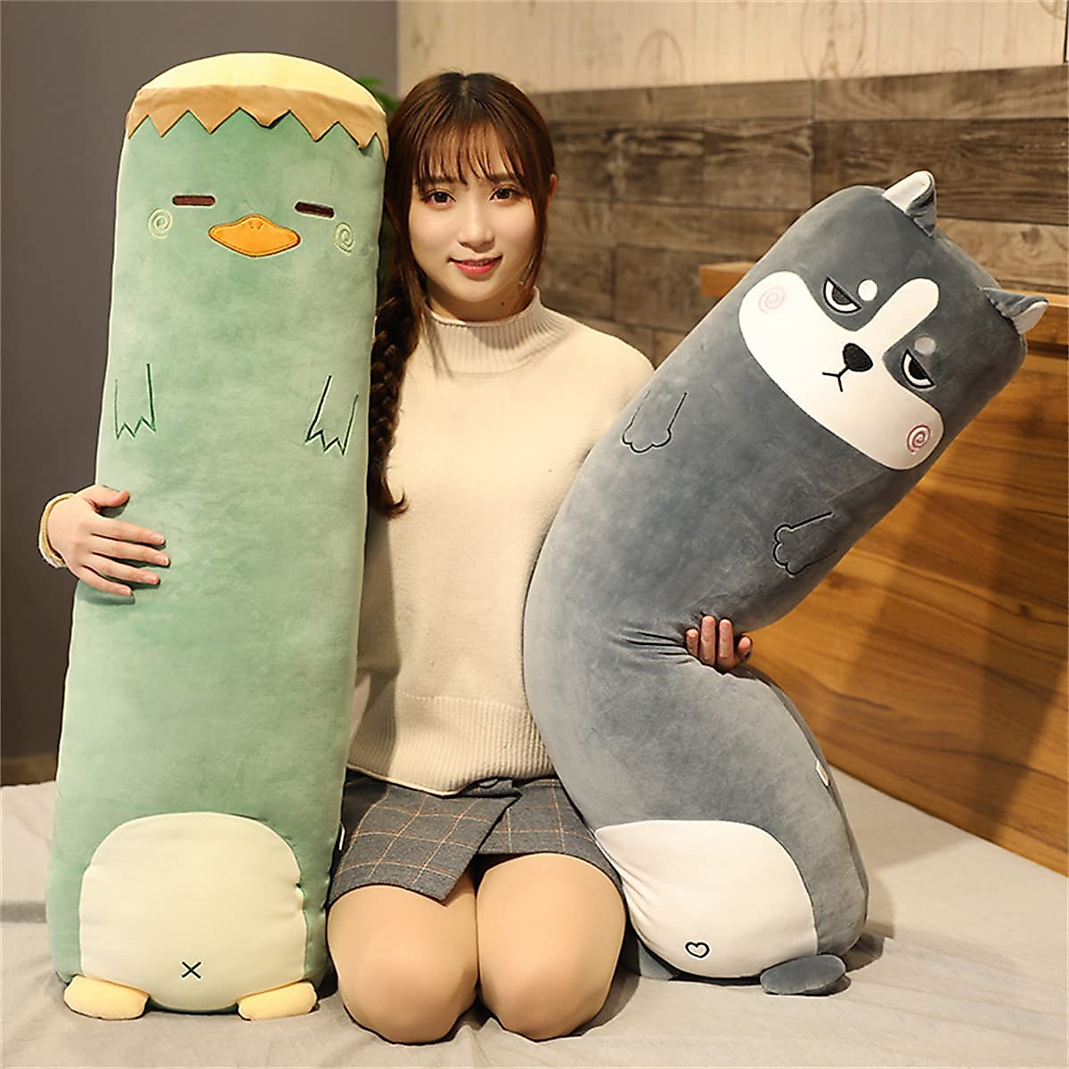 LVPU Kawaii Bear Long Body Pillow - 39.3" Plush Stuffed Animal - Soft, Huggable Comfort for Adults and Kids for Birthdays, Valentines - Cute and Fuzzy Boyfriend Pillow