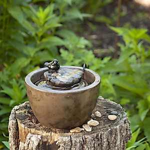 Foreside Home & Garden Bronze Bird on Leaf Indoor Water Fountain with Pump