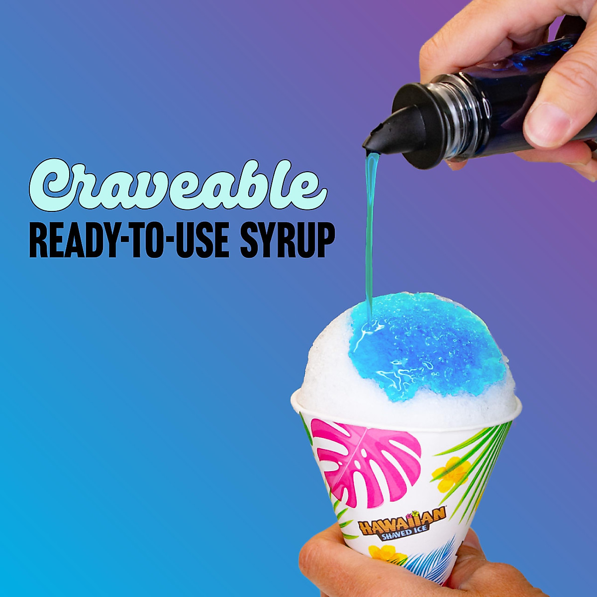 Hawaiian Shaved Ice Syrup Pint, Blue Cotton Candy, Bundled with S900A Snow Cone and Shaved Ice Machine