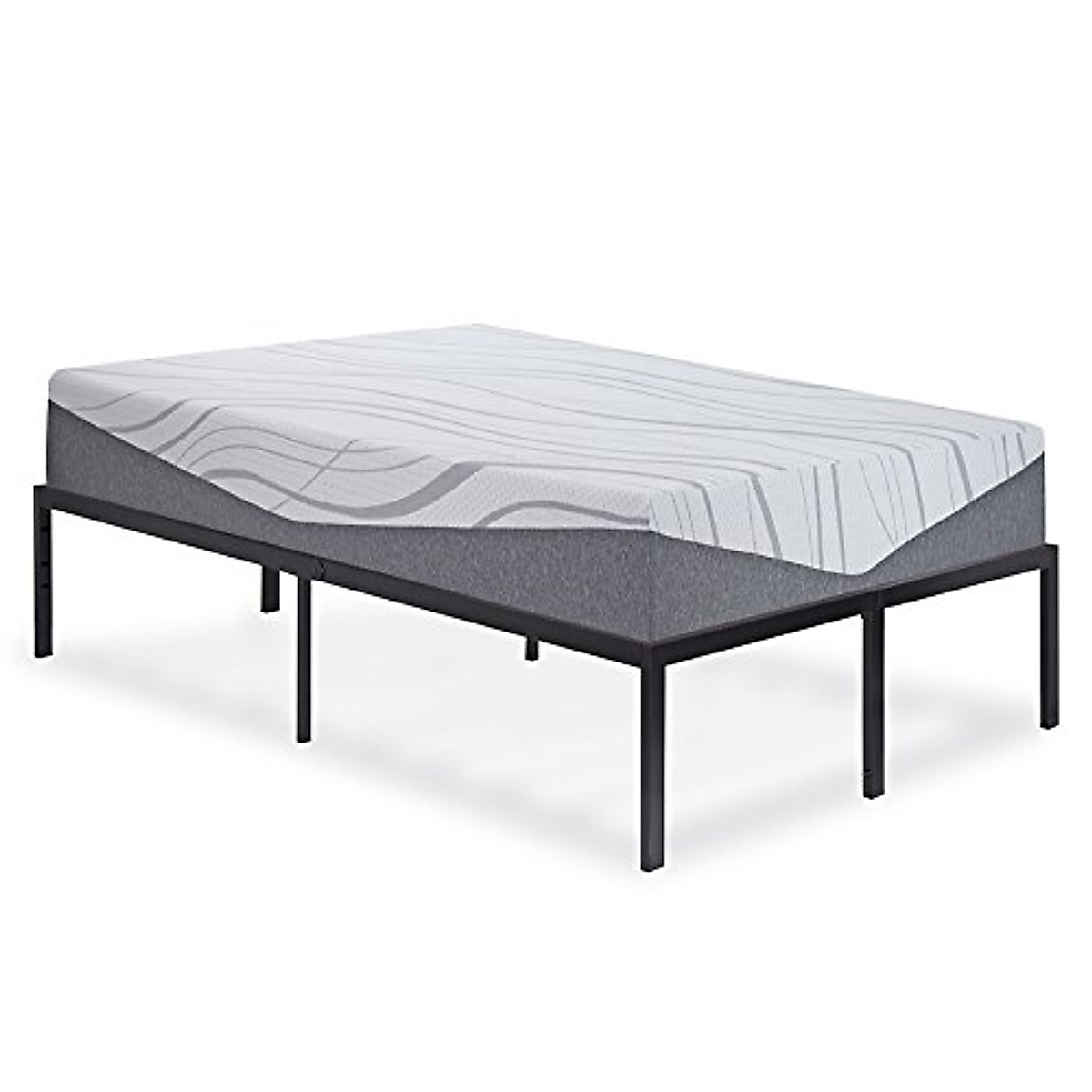 SLEEPLACE 18 Inch High Profile Heavy Duty Steel Slat / Mattress Foundation / Bed Frame, California King