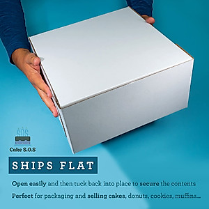 12x12x6 inches Corrugated Heavy-Duty White/Brown Sturdy Kraft Cake Boxes (50-Pack)