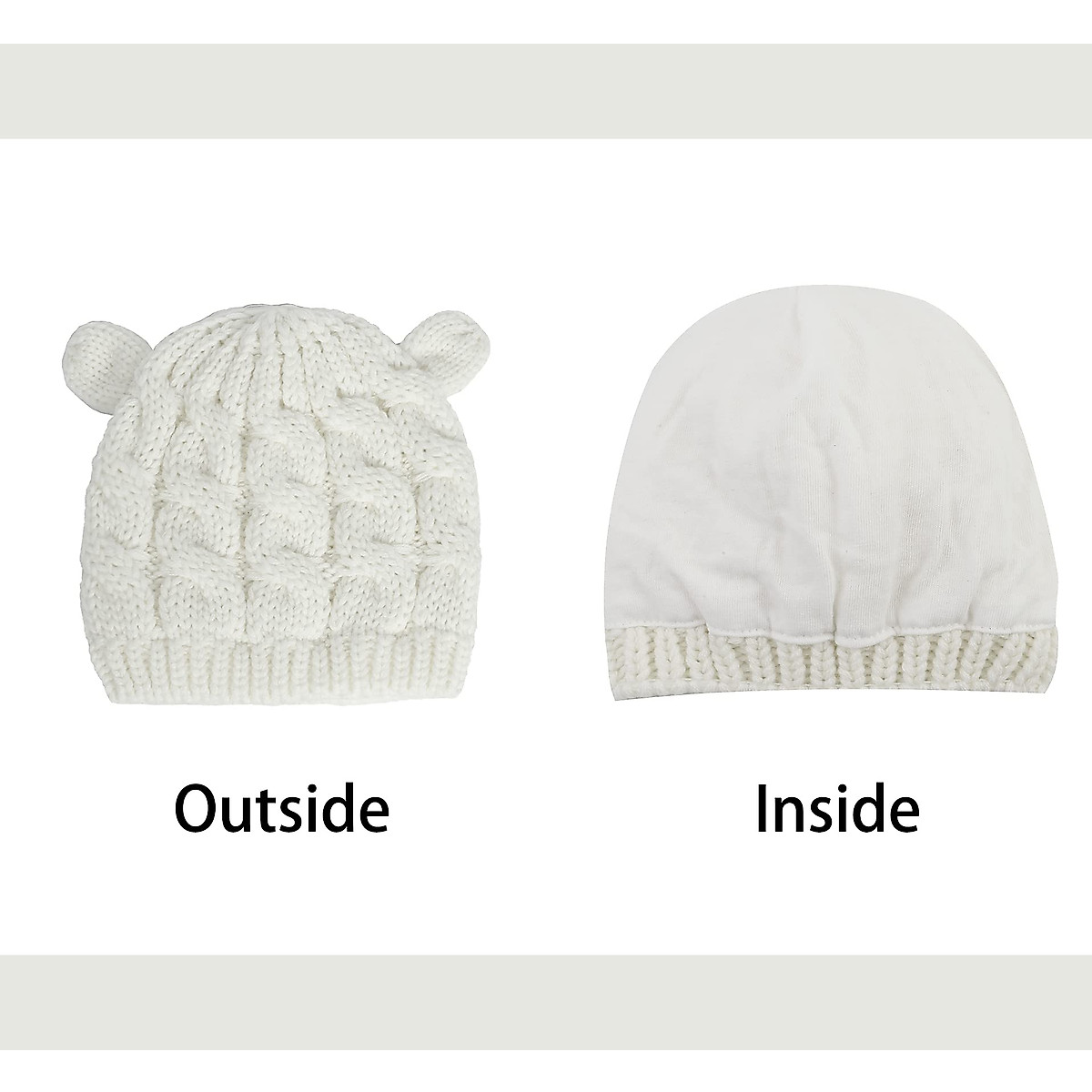 Fynnsure Baby Hat Glove Set Soft Newborn Mittens Baby Girl Boys Knitted Toddler Cap Infant Winter Beanie Mitten Sets White M