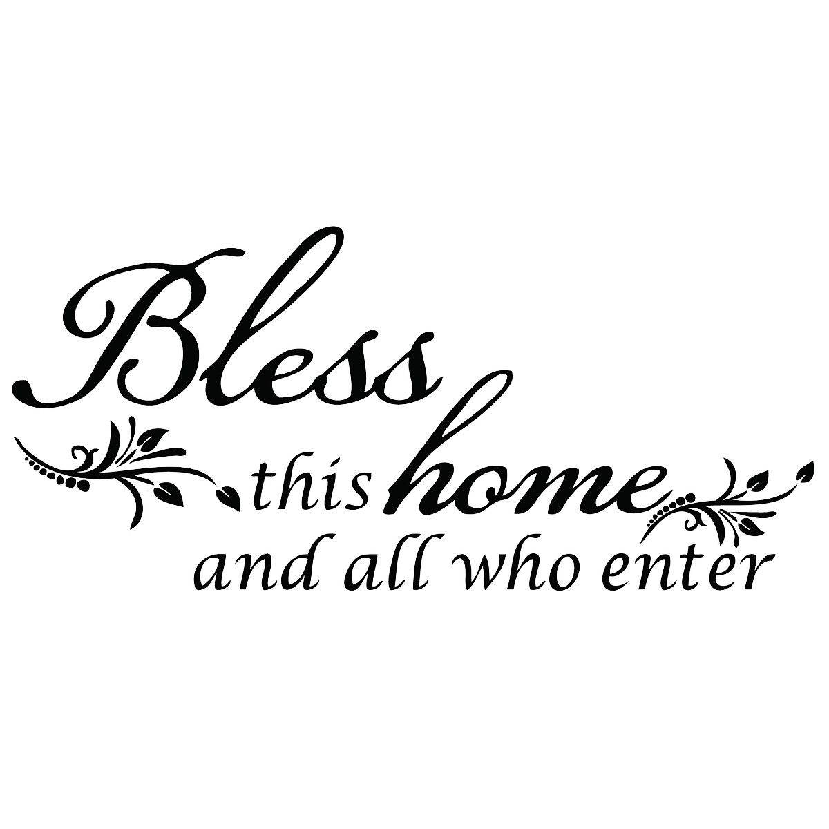 Decaltor Bless This Home and All who Enter - Vinyl Wall Decal Entryway Living Room Décor Art Letters Quotes Stencil
