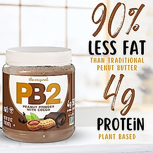 PB2 Powdered Chocolate Peanut Butter with Cocoa - 4g of Protein, 90% Less Fat, Certified Gluten Free, Only 50 Calories per Serving for Shakes, Smoothies, Low-Carb, Keto Diets…