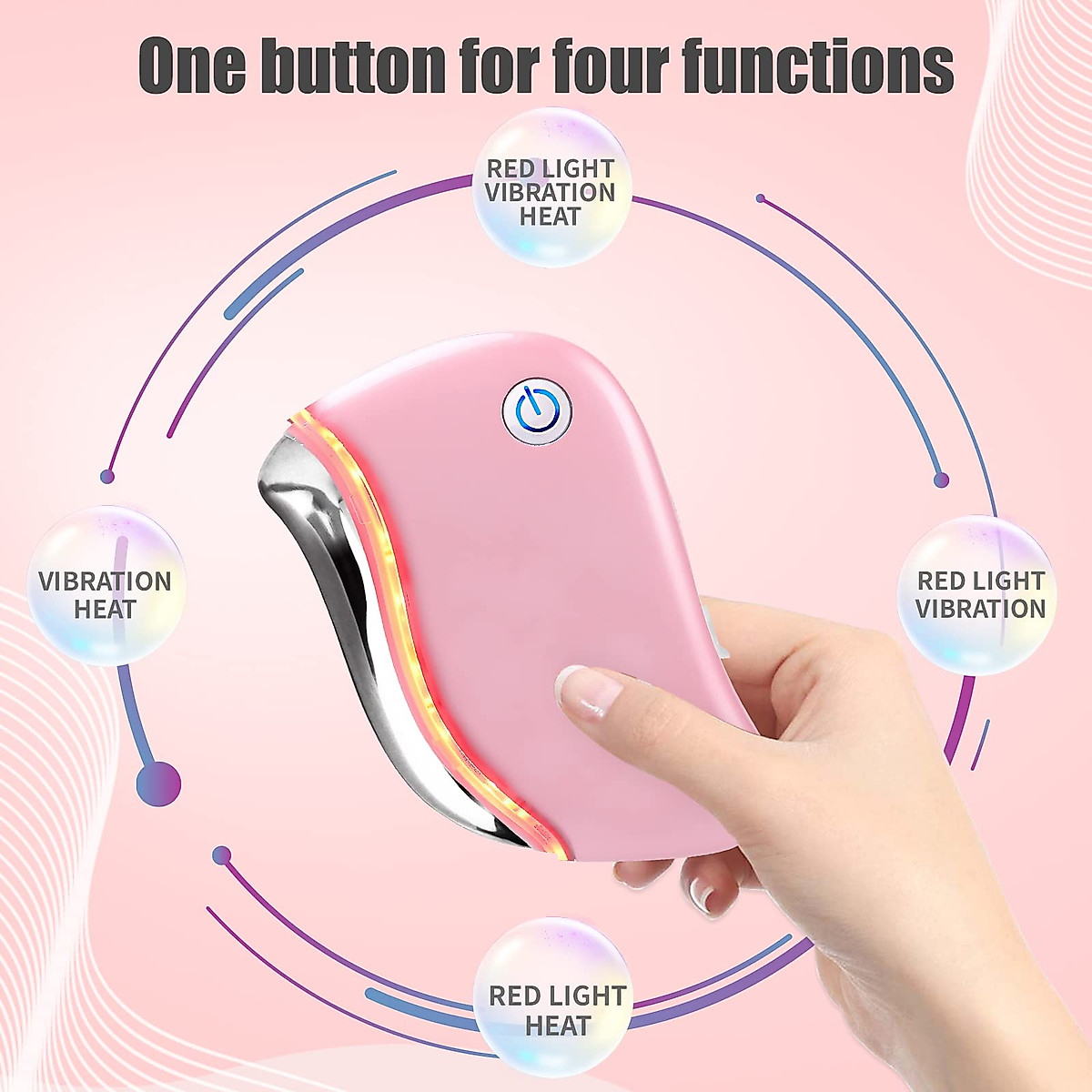 Aikertec Heat Electric Gua Sha Tool, 4-in-1 Multi-Function Anti-Aging Face Massager, Facial Contouring & Firming, Double Chin, Awakening Skin, Deep Treatment