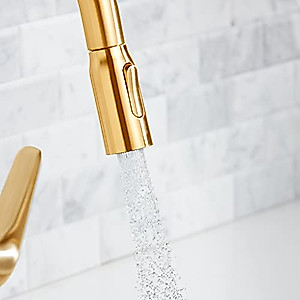 hansgrohe Focus N Gold High Arc Kitchen Faucet, Kitchen Faucets with Pull Down Sprayer, Faucet for Kitchen Sink, Brushed Gold Optic 71800251