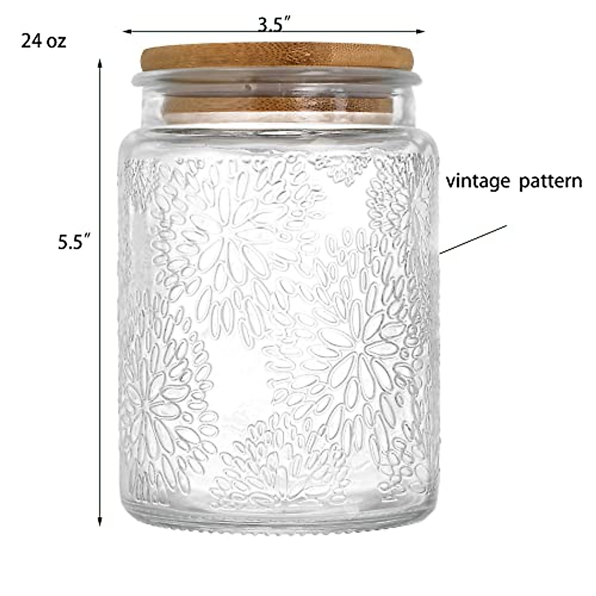 Jucoan 4 Pack 24oz Vintage Glass Jar with Lid, Retro Glass Storage Jar Canister with Airtight Wooden Lid, Glass Canister Container for Coffee Beans, Dried Food, Kitchen Pantry