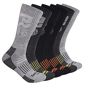 Timberland PRO Men's 6-Pack Crew Socks, Multi, Large