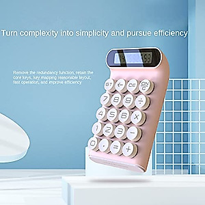 QONIA Retro Calculator Mechanical Keyboard Portable Computer 10 Digit LCD Display Financial Office Fashion Calculator-Pink