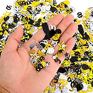 3000 Pieces Birthday Confetti Number 60 Glitter Confetti Birthday Cake Confetti Table Confetti Black Gold and Silver Party Decorations Supplies for Birthday, Anniversary (60th Style)