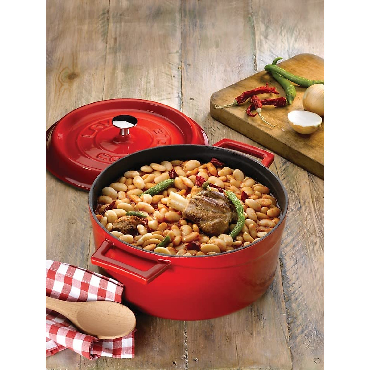 LAVA 7 Quarts Cast Iron Dutch Oven: Multipurpose Stylish Round Shape Dutch Oven Pot with Three Layers of Enamel Coated with Trendy Lid (Orange)