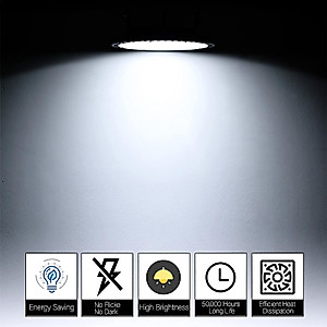 WUWAI 100W 200W 300W UFO LED High Bay Lights, 6500K Daylight White Ultra Thin Highbay Light Fixtures, IP65 Waterproof Bay Lighting for Garage Factory Warehouse Gym