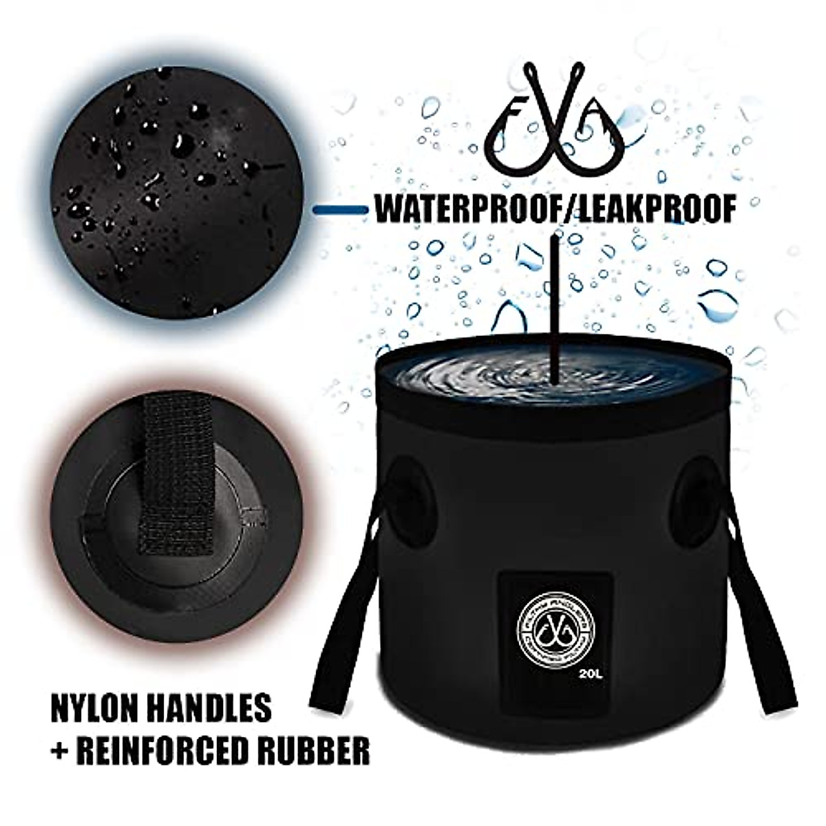 Filthy Anglers Waterproof, Collapsible Fishing Bucket 20L (5 Gallon)