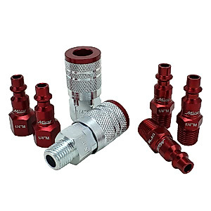 Milton ColorFit Coupler & Plug Kit - (M-Style, Red) - 1/4" NPT, (7-Piece)