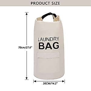 Cutyoung Laundry Bags, Heavy Duty Large Laundry Bag, Big Laundry Hamper Bag, Hanging Laundry Basket, Collapsible Laundry Baskets(Beige, 70L)