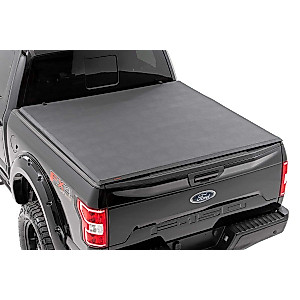 Rough Country Soft Tri-Fold Truck Bed Tonneau Cover for Ford F-150 (2015-2020), Fits 5'5" Bed, Weather-Resistant Bed Cover