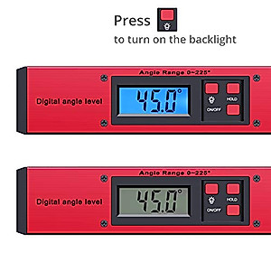 Proster 0~225° LCD Digital Protractor Spirit Level Angle Finder Gauge Meter for Carpenter Woodworking Home Decoration