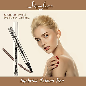 2PCS Maria Ayora Natural Looking Microblading Eyebrow Pencil with Innovative Micro-Fork Tip Applicator, Natural & Long-lasting Eyebrow Pen Makeup, Waterproof & Smudgeproof, Vegan (Dark Brown)