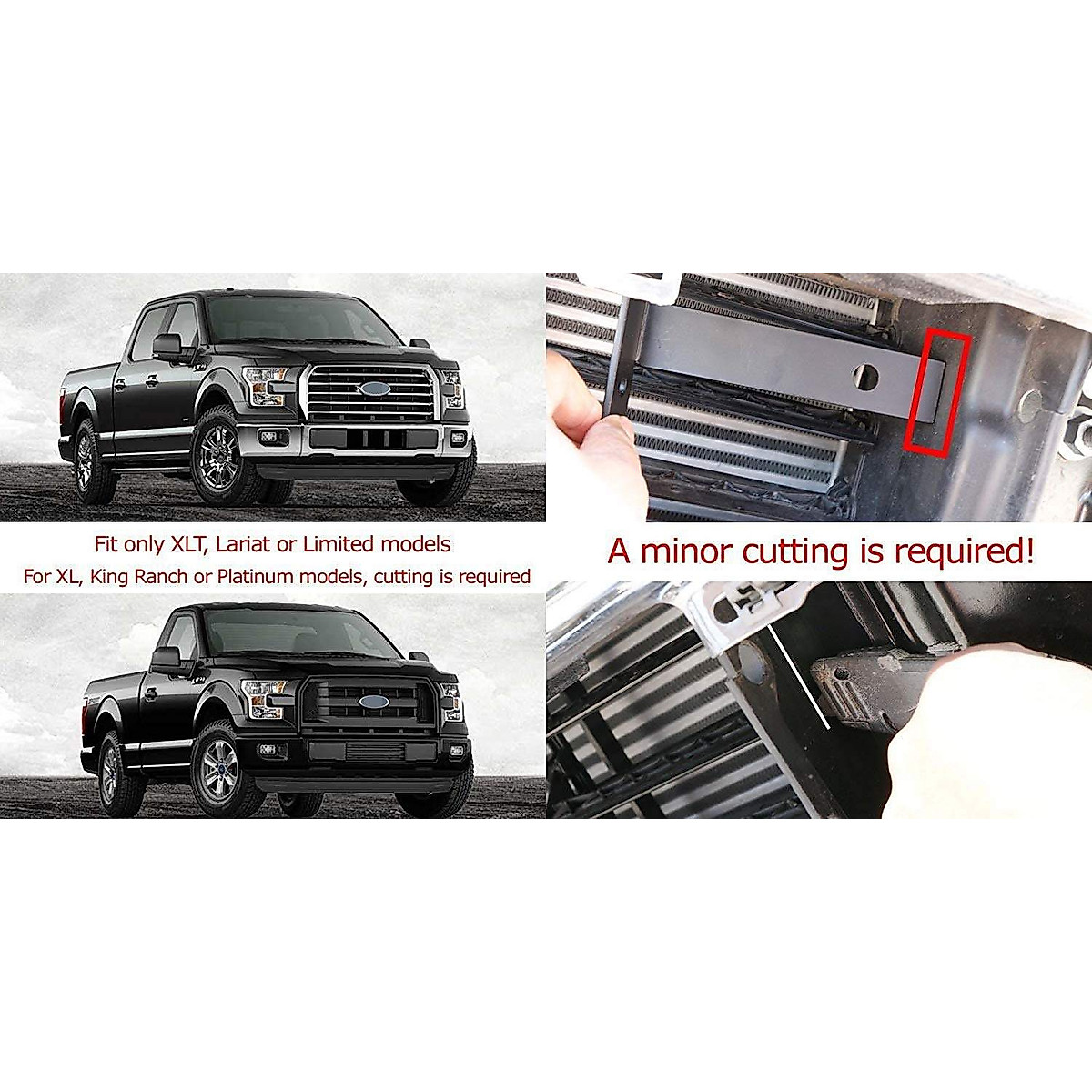 iJDMTOY Lower Grille Mount LED Light Bar Compatible with 2015-20 Ford F150 XLT Lariat Limited, Includes (1) 96W High Power LED Lightbar, Lower Bumper Opening Mount Brackets & On/Off Switch Wiring