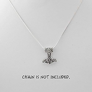 WithLoveSilver Sterling Silver Trinity Celtic Viking Amulet Hammer of Thor (Mjolnir) Pendant