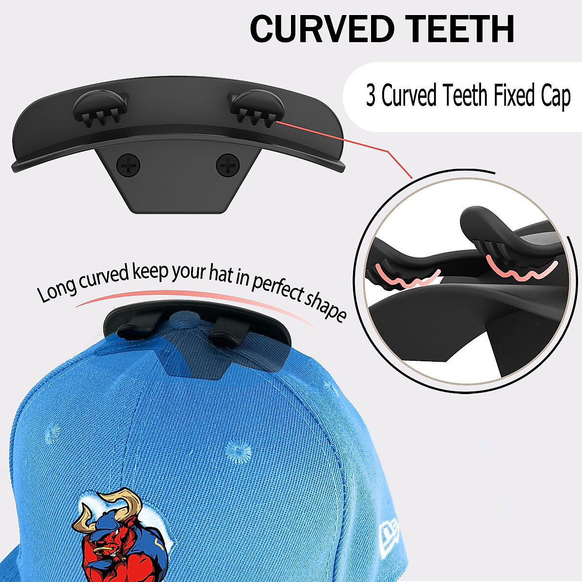 NLDSDSPH Adhesiv Hat Hooks for Wall, Adhesive Hat Rack,Hat Organizer for Baseball Caps,Hat Hooks Display for Wall,Door,Closet, Office, Bedroom-12 Pack (Black)